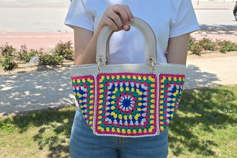 Easy Crochet Macrame Handbag – Stylish Granny Square Bag - Trendcrochet